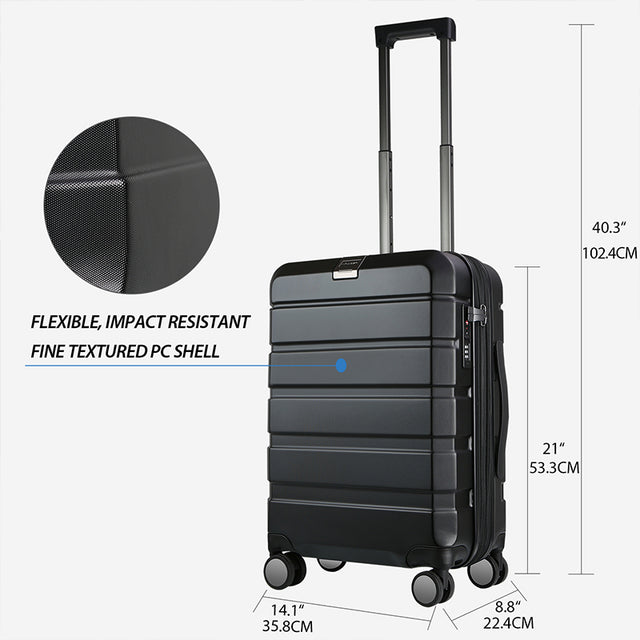 KROSER Hardside Expandable Carry On Luggage, Black